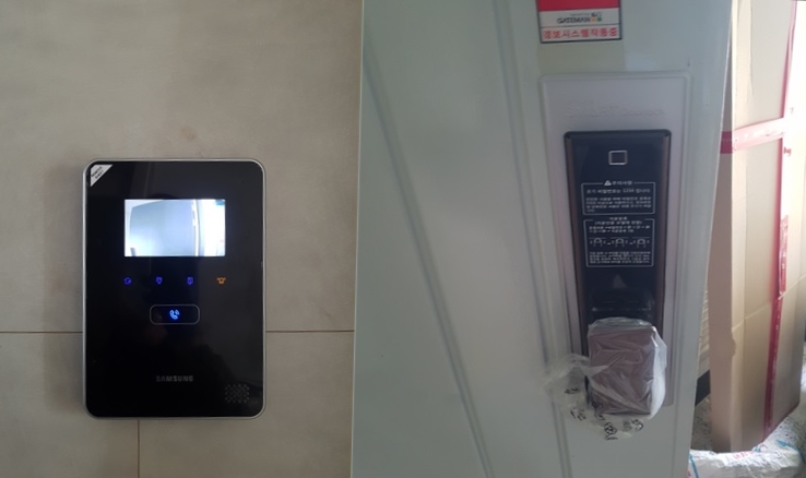 [삼성 비디오폰 SHT-3625AMK / 삼성 푸시풀 지문 디지털도어락 SHP-DP951] 성동구 성수동1가 서울숲 한진타운아파트 오래된 고장난 구형 제품 교체 설치 ...