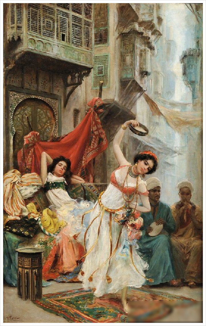 파비오 파비(Fabio Fabb),신고전주의 이탈리아의 동양 화가 이국적인 여행 주제, 벨리댄스 배꼽 허리 춤 동작과 노예상인과 ...