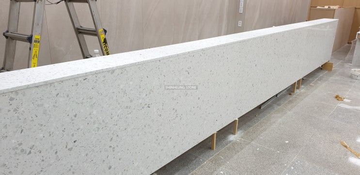 테라조[까라라C680그레이] 인포데스크, 테이블 상판 도봉구 시공현장 : 네이버 블로그