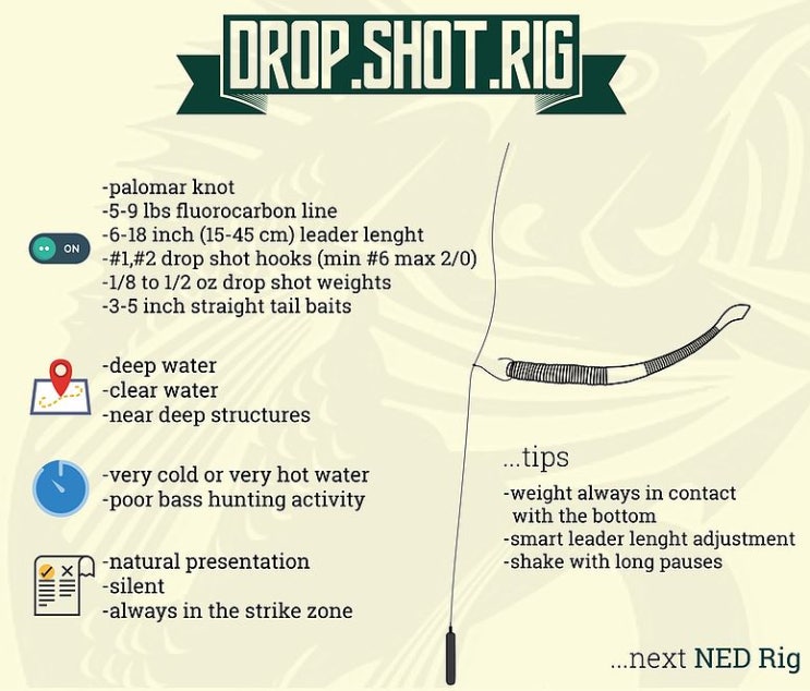 루어채비 - 드랍샷 리그 (Drop Shot Rig), 다운샷 리그(Down Shot Rig), 언더 리그(Under Rig ...