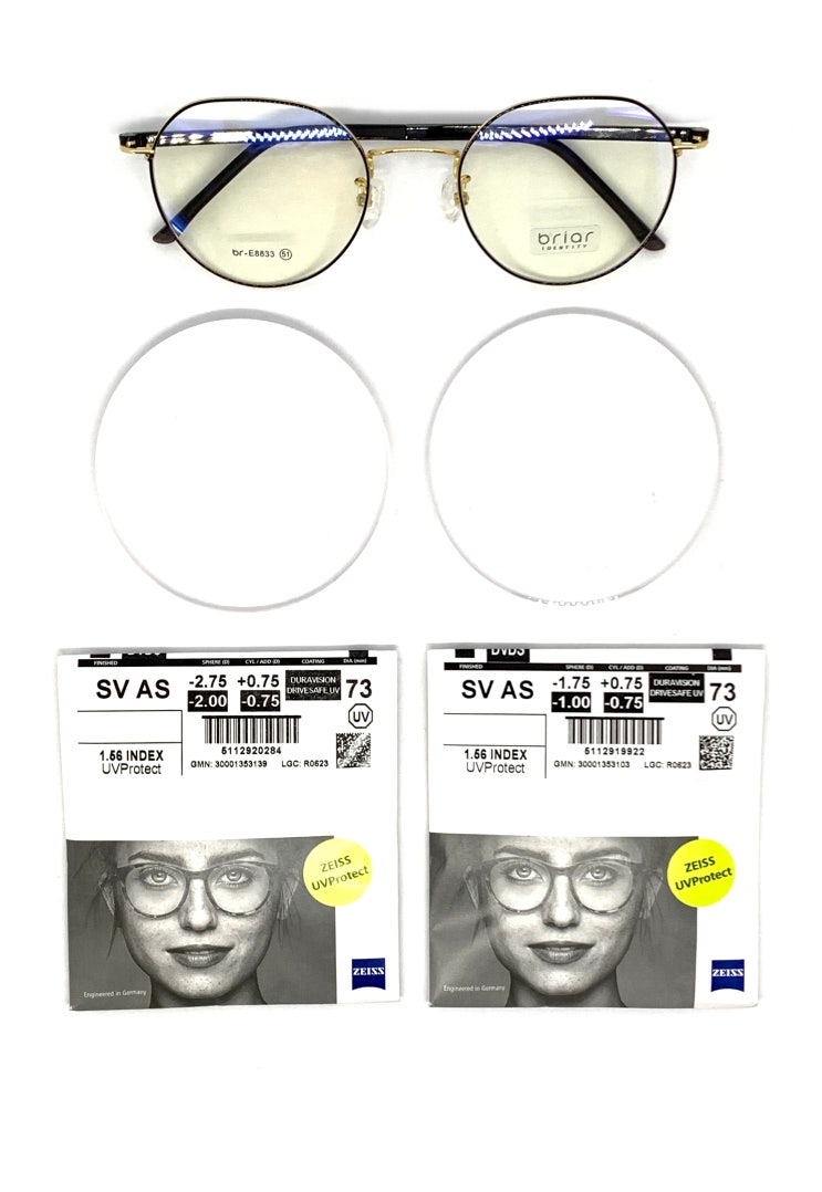 완성안경 Br E8833 칼자이스 156 Dd 드라이브세이프 브라이어 Zeiss 가벼운 안경테 야간