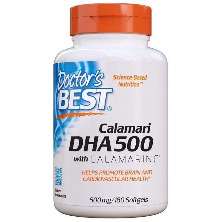 [강추] Doctor's Best DHA 500 오메가 3 두뇌건강 with Calamarine Non-GMO 500mg 180 ...