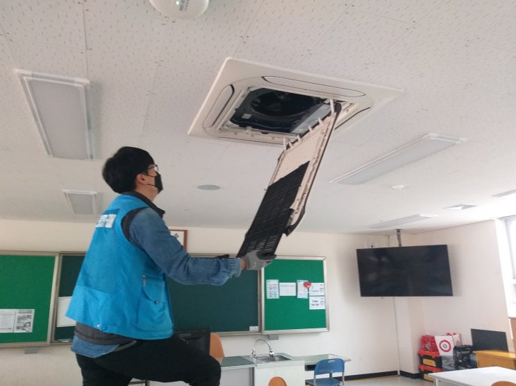 금정초등학교 냉난방기필터 세척 및 선풍기 세척 청소 진행 네이버 블로그