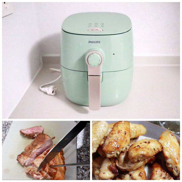 뒤늦게 구매한 필립스 에어프라이어 민트 HD9627 / 치킨성공 / 통삼겹 두번 실패 (시간체크) : 네이버 블로그