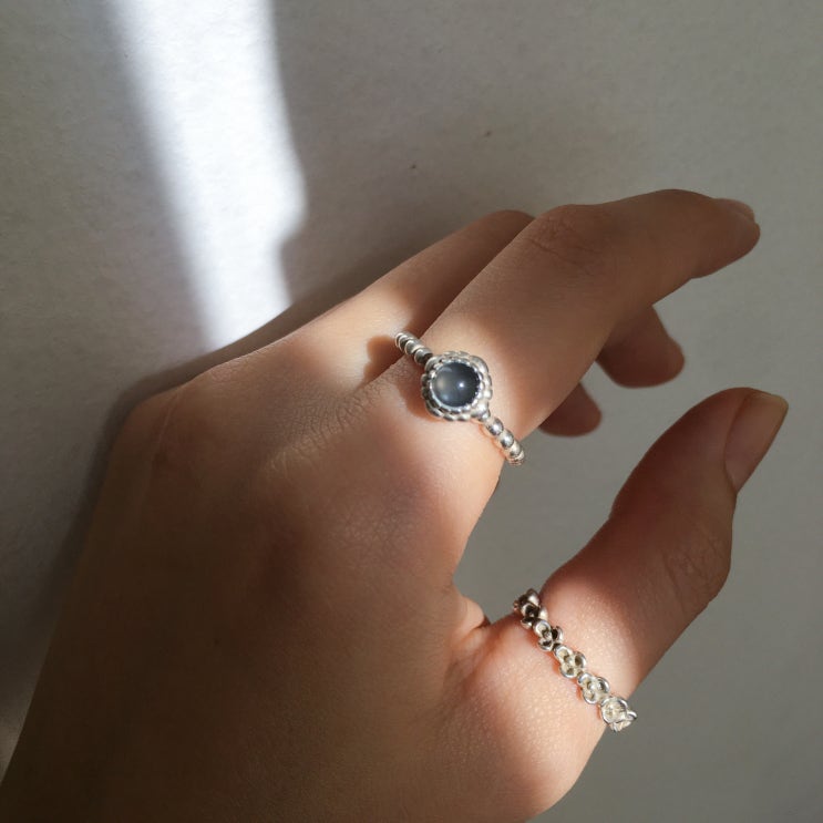 판도라 구탄생석 6월 문스톤 반지 + 구탄 2월,4월 그 외 소장 반지들 / Pandora Birthstone June ...