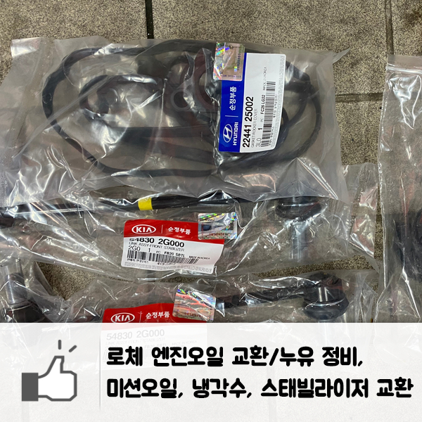 기아 로체 로체엔진오일로커암커버가스켓누유정비냉각수미션오일프런트스태빌라이저링크교환브레이크오일보충대전카센터대전국산