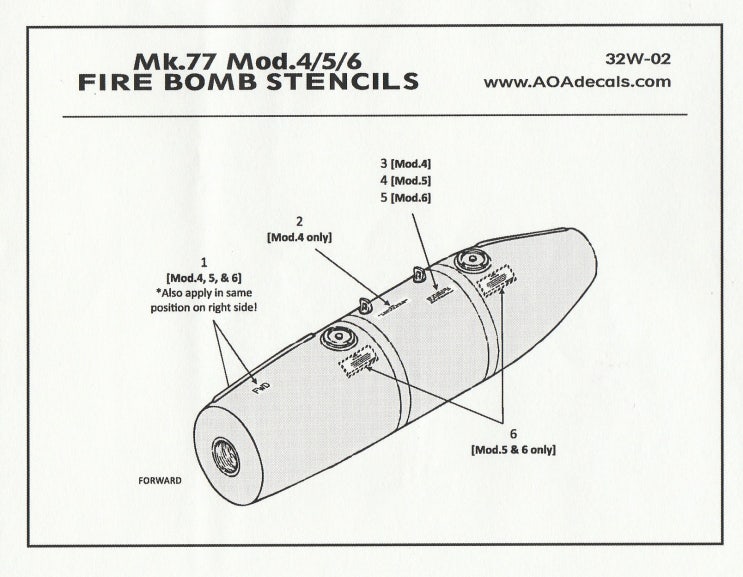 AOA Decals 1/32 Mk.77 Mod.4/5/6 Fire Bomb Stencils Decal : 네이버 블로그