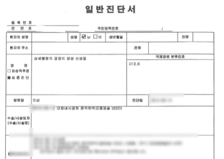 결장의 양성 신생물d12 제자리암 진단비 보상 사례 네이버 블로그