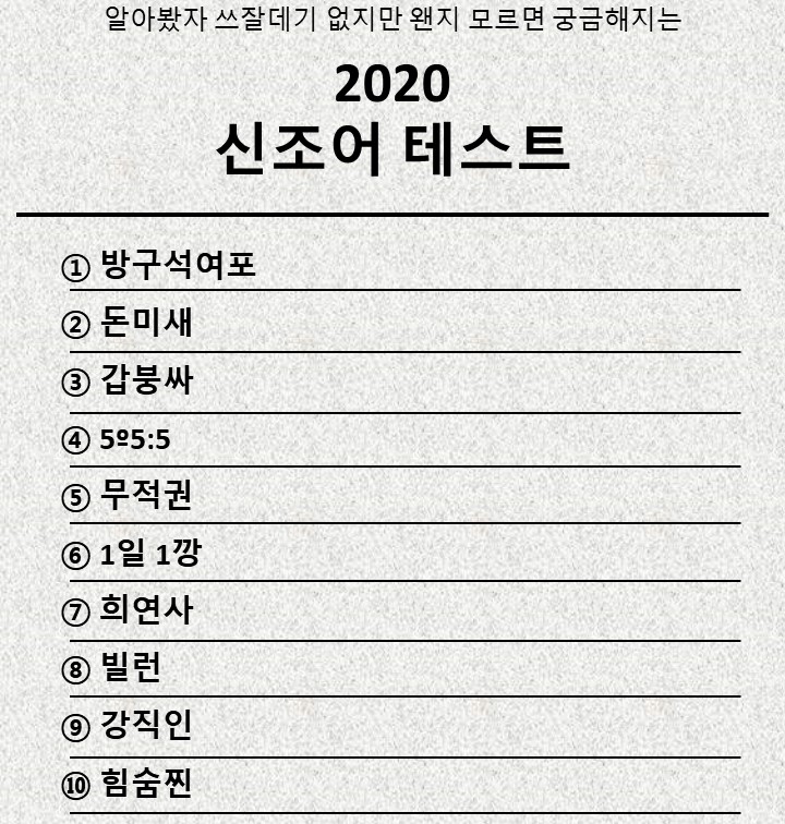 2020 신조어 테스트 평가 : 네이버 블로그