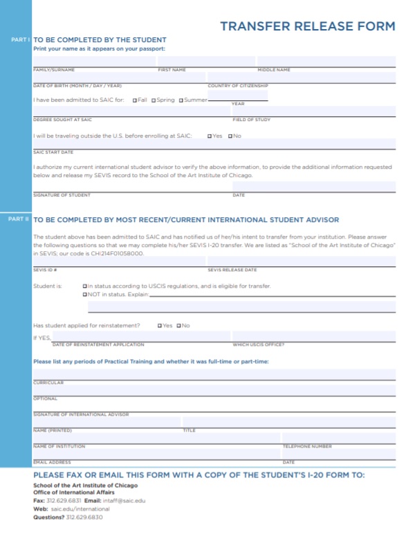미술디자인유학- 미국학생비자 SEVIS Transfer form : 네이버 블로그