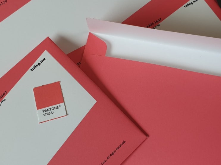 모조지 180g 별색(PANTONE 1785U) 1도 먹박 독판 자켓봉투 제작하였습니다. : 네이버 블로그