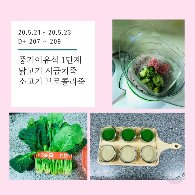 중기 이유식 1단계 닭고기 시금치죽 소고기 브로콜리죽 쌀가루 베이비무브 마스터기로 만들기 네이버 블로그