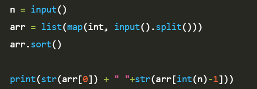 백준(BOJ) 10818 - 최소, 최대 //[python] - list.sort(), list(map(int, input ...