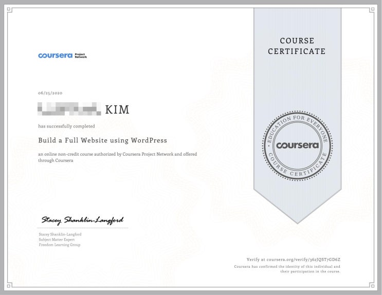 [Coursera] 20200625 Certificate : 네이버 블로그
