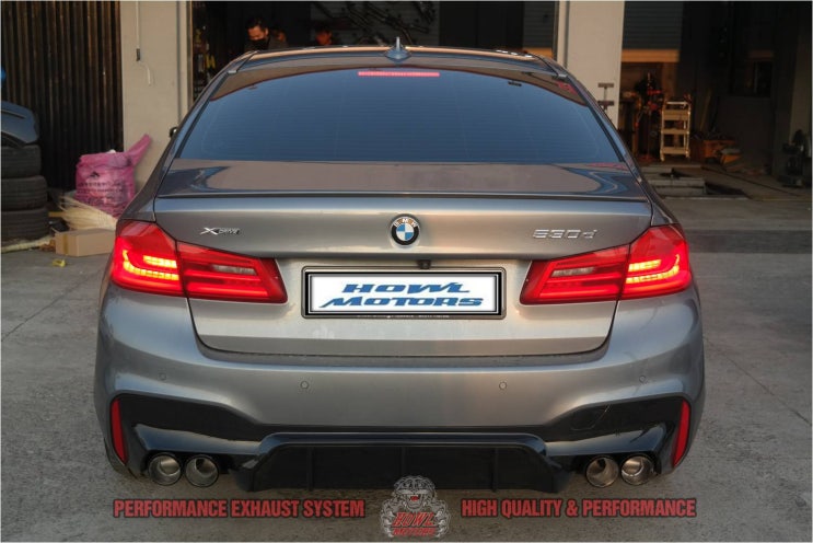 Bmw 5시리즈 G30 530d 듀얼 머플러팁 아크라포빅 카본팁 카본디퓨저수전사 오토모티브70 액티브사운드 배기음 배기튜닝