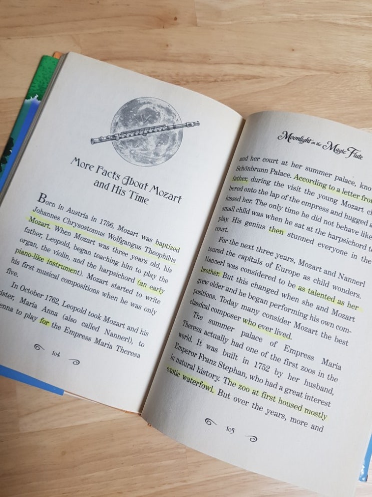 [연재 42] Magic Tree House #41 (Moonlight on the Magic Flute)의 Mozart에 대한 ...