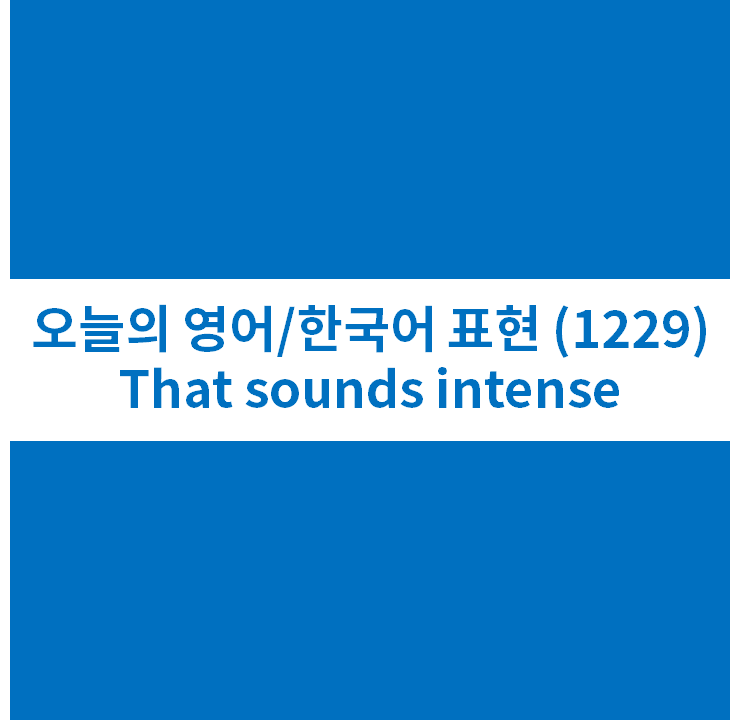 오늘의 영어/한국어 표현(1229) That sounds intense! : 네이버 블로그