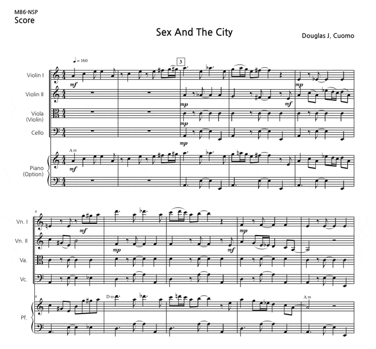 [악보] [앙상블] Sex And The City 섹스앤더시티 Douglas J Cuomo 네이버 블로그