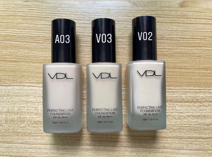 VDL 퍼펙팅 래스트 파운데이션 A03, V02, V03 색상 비교 : 네이버 블로그