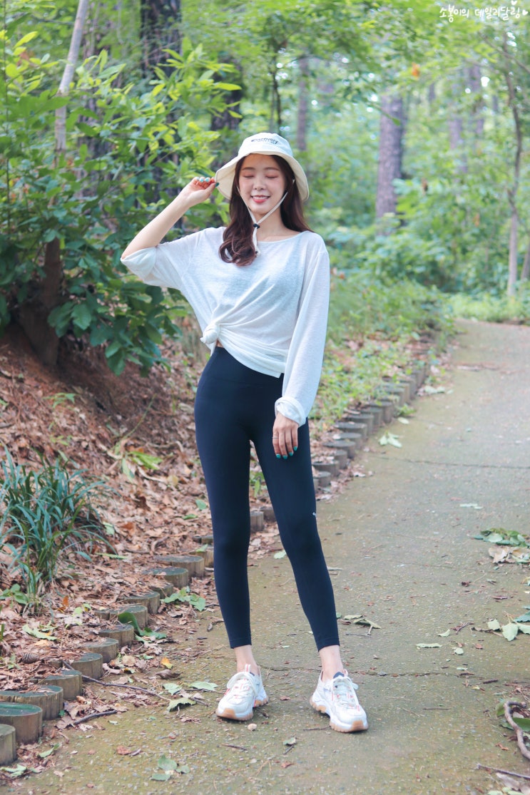 여자 등산 패션 디스커버리 레깅스 And 패커블 햇 코디로 센스있게 네이버 블로그