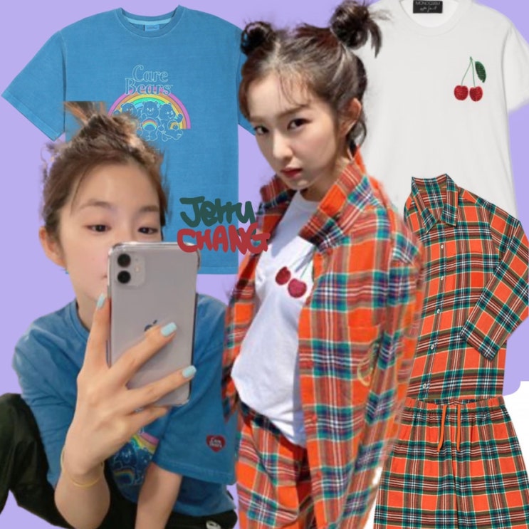 레드벨벳 유닛 몬스터 아이린 인스타그램 패션 속 옷 무엇 곰 체리 티셔츠 체크 파자마 Ronron Monogram