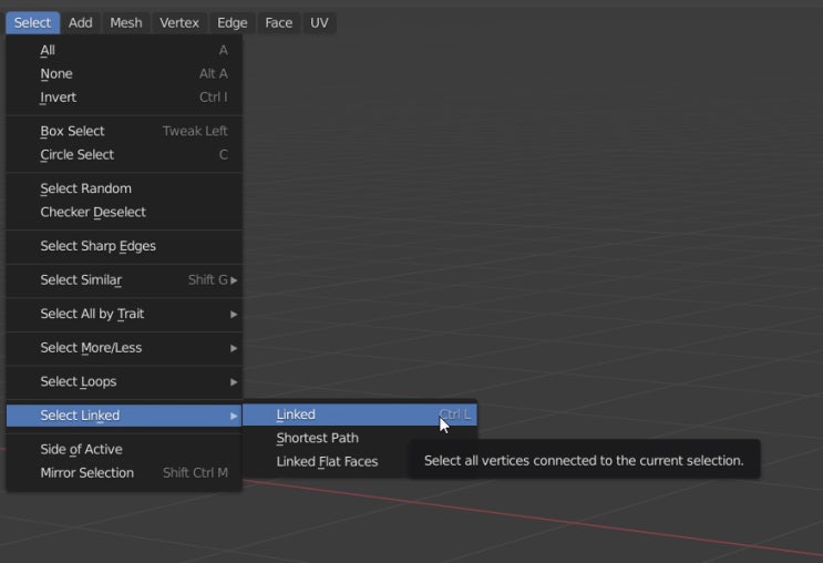 Blender Edit Mode에서 Select Linked 설명. : 네이버 블로그