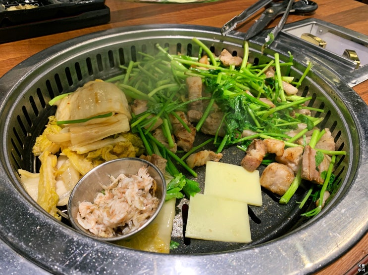 정자동 고기집 삼겹살과 미나리 조합 숙달돼지 분당정자점 네이버 블로그