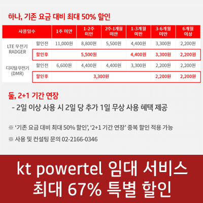 KT파워텔 'LTE 무전기 라져 & 디지털 무전기', 임대 서비스 최대 67% 특별 할인 : 네이버 블로그