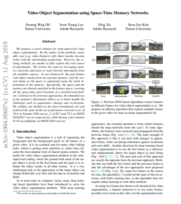 [논문 리뷰] Video Object Segmentation using Space-Time Memory Networks ...