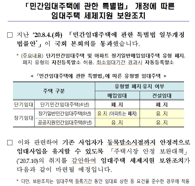 민간임대주택에 관한 특별법민특법 개정에 따른 임대주택 세제지원 보완조치 리뷰 주택임대사업자 말소 보완 네이버 블로그