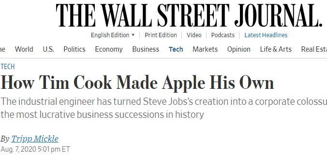 Tim Cook의 WSJ 프로필은 Apple CEO의 삶과 리더십 스타일에 대한 새로운 정보 제공 : 네이버 블로그