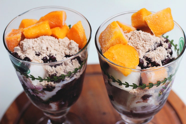 홈카페 음료&얼음과자-망고 파르페, 우유팥빙수, 팥아이스크림 비비빅만들기 (복숭아&매실&라임&레모네이드&미숫가루) : 네이버 블로그