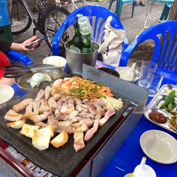 부천 상동 맛집 삼삼한 돈 생고기 7000원 야외에서 먹을 수 있는 고기 맛집 네이버 블로그