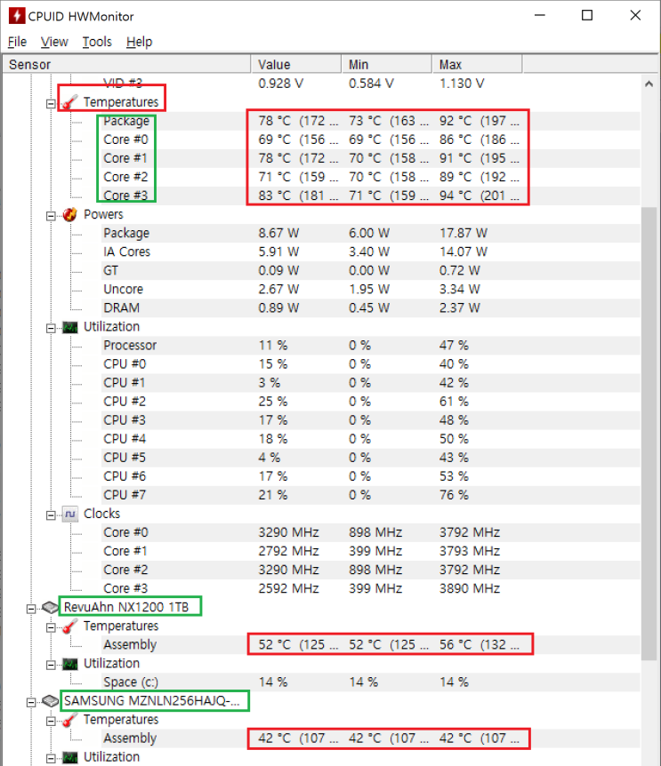 하드웨어 온도체크 프로그램 (CPUID HWMonitor) : 네이버 블로그