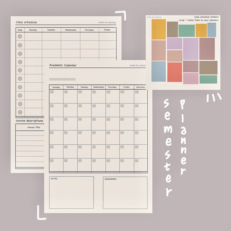 Semester Planner + Class Schedule Stickers (PDF/PNG) : 네이버 블로그