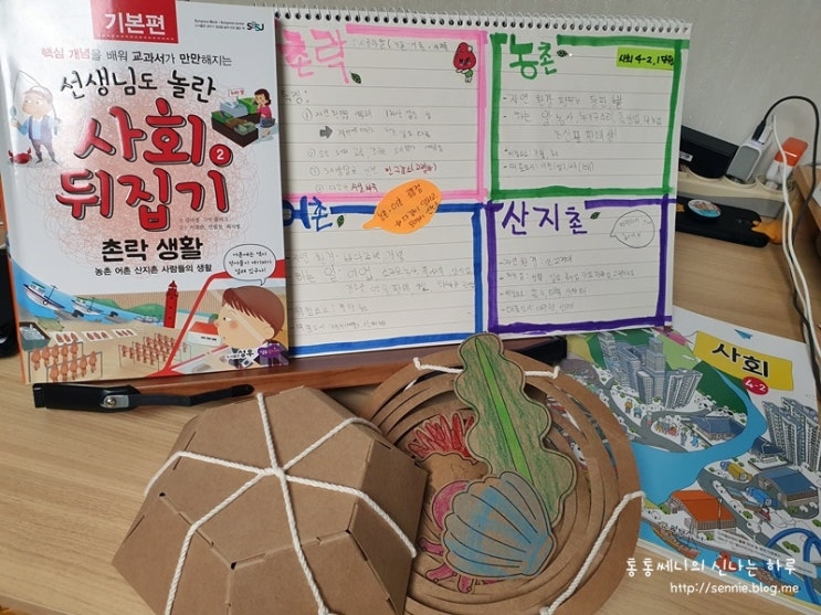 초등사회 온라인수업 촌락과 도시 사회뒤집기로 사회 과목 예습중 네이버 블로그