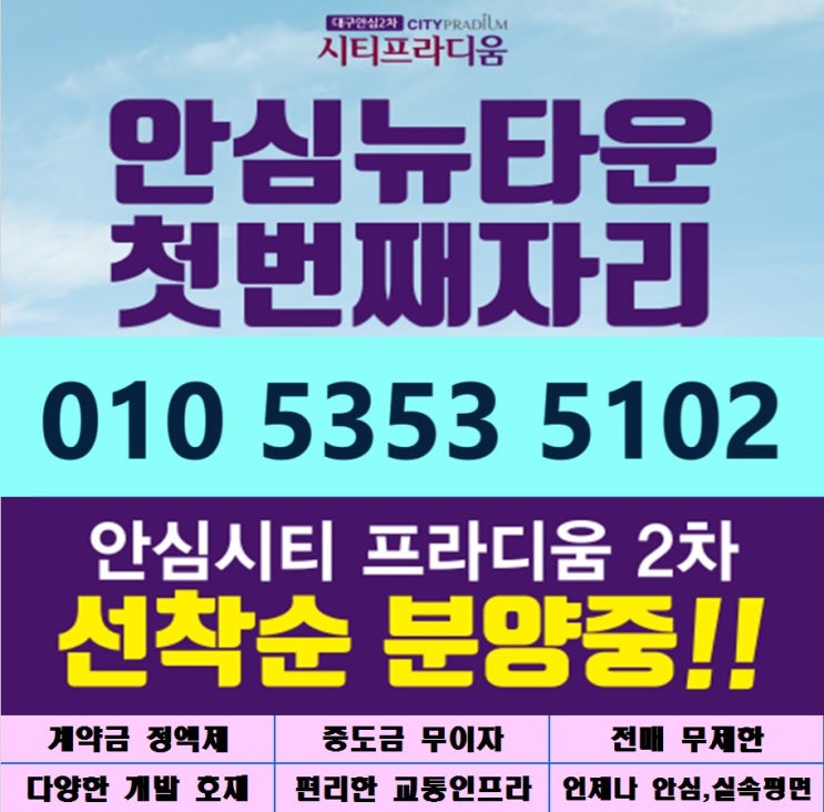 안심뉴타운 첫번째자리 대구 안심2차 시티프라디움 회사보유분 선착순분양 빨리빨리요~ 네이버 블로그