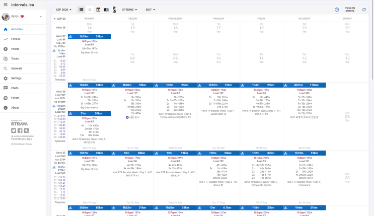 Intervals.icu - Activities : 네이버 블로그