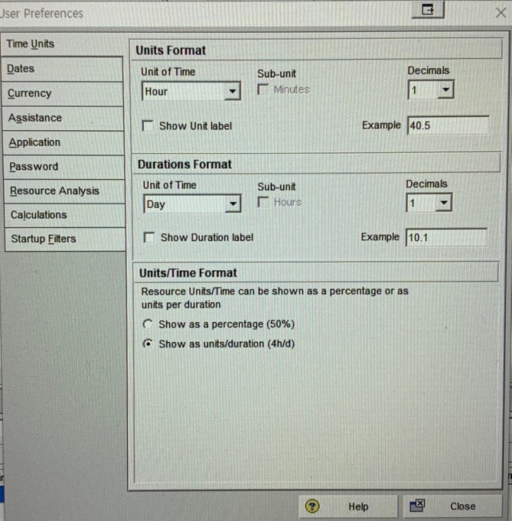 [공정관리, Primavera P6] 시간 단위(Unit of Time, Durations of Format) : 네이버 블로그