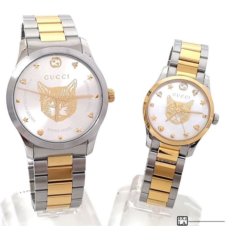 [GUCCI]구찌 G-Timeless G타임리스 YA1264074 YA1265012 고양이 커플콤비메탈/ 대구엘가타임 ...