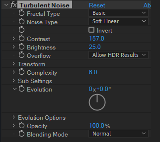 Turbulent Noise(붓 글씨 같은 느낌), 컴포지션(Compostion), Invert 효과, Fast Box Blur ...