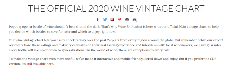 THE OFFICIAL 2020 WINE VINTAGE CHART 공개 (Wine Enthusiast) : 네이버 블로그