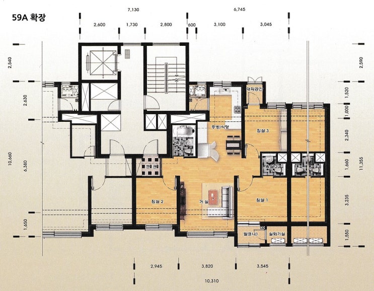 힐스테이트 클래시안 59A, 59B 평면도 : 네이버 블로그