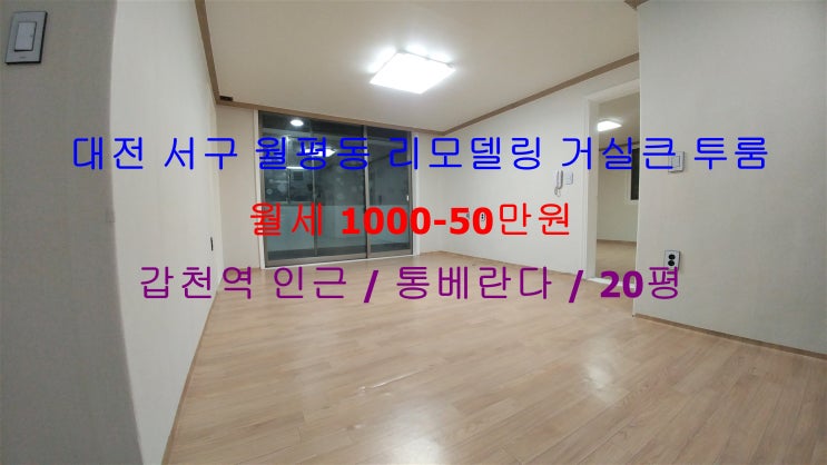 대전 서구 월평동 갑천역 인근에 있는 역세권 20평짜리 엄청 큰 투룸 월세 매물입니다 통베란다 네이버 블로그