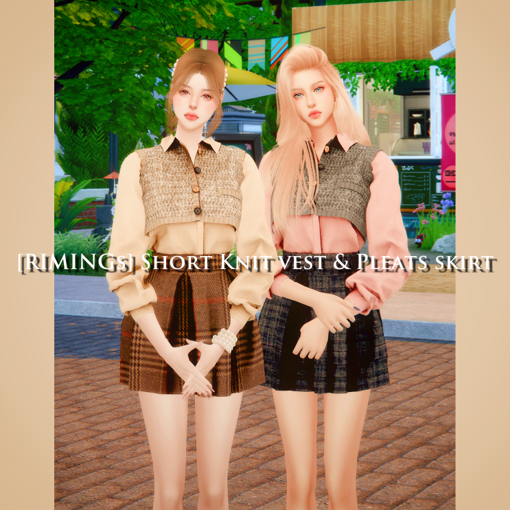 [RIMINGs] Short Knit vest & Pleats skirt : 네이버 블로그