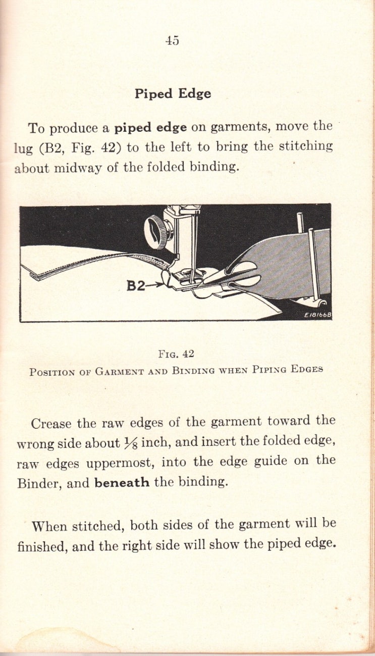 Singer 15 k 설명서 45 p. piped edge : 네이버 블로그