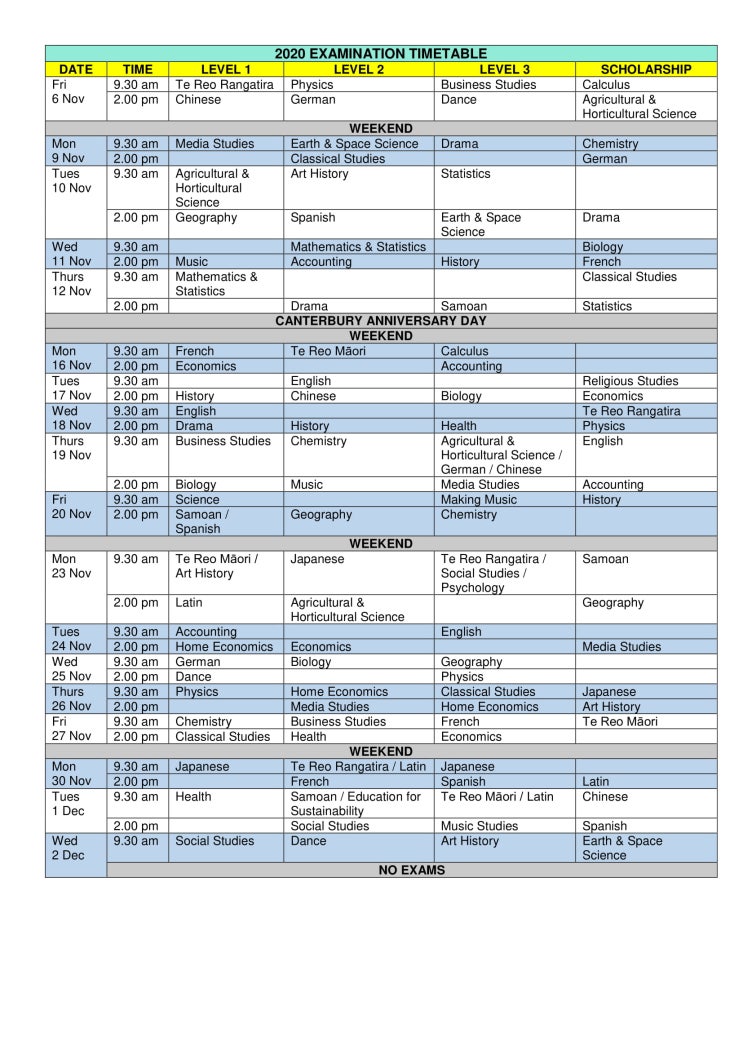 뉴질랜드 2020년 학사일정 및 NCEA 시험일정 : 네이버 블로그