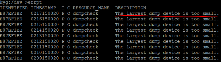 [AIX] The largest dump device is too small (에러코드: E87EF1BE) : 네이버 블로그