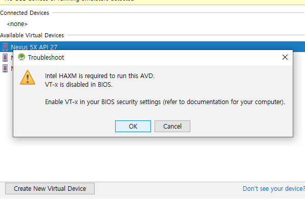 Troubleshoot Intel HAXM is required to run this AVD 해결방법 : 네이버 블로그