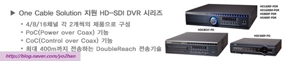 HD-CCTV의 One Cable Solution 지원 HD-SDI PoC(Power over Coax), CoC(Control ...